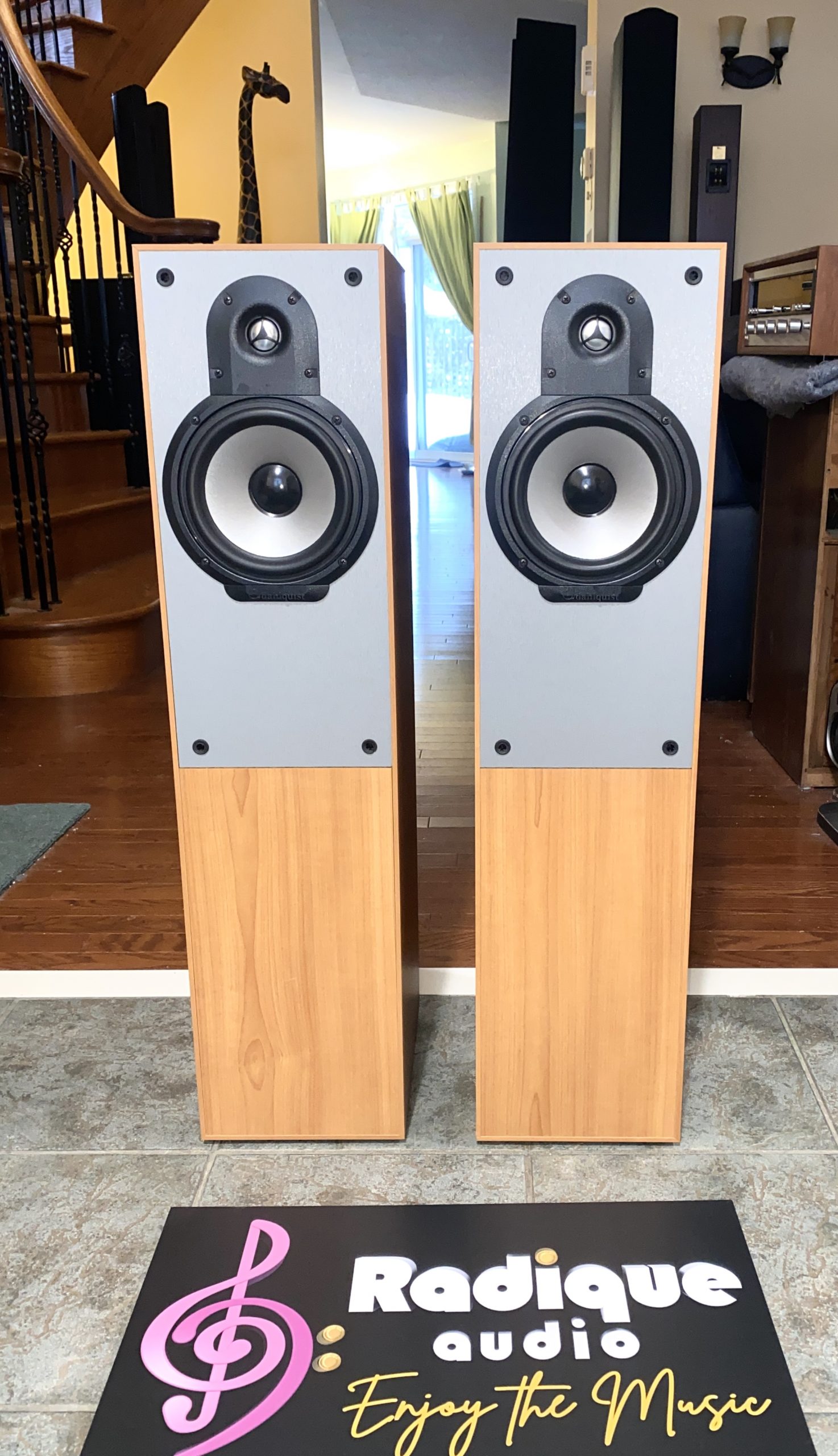 Attractive Dahlquist 2-Way Tower Speakers in Light Cherry QX8 - Radique Inc
