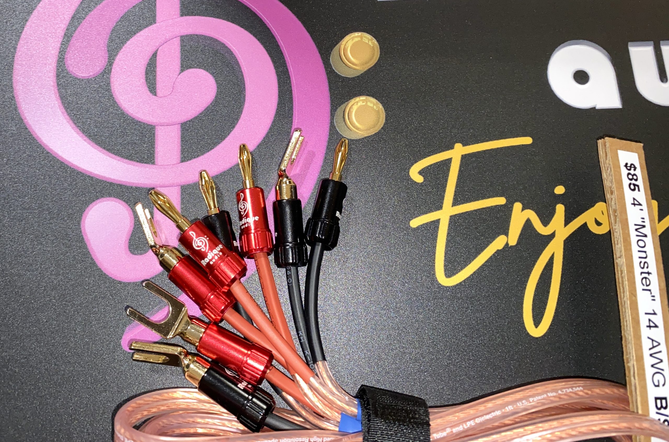 4' 14 AWG Monster XP Cables w/ Spades & Banana Plugs - Radique Inc