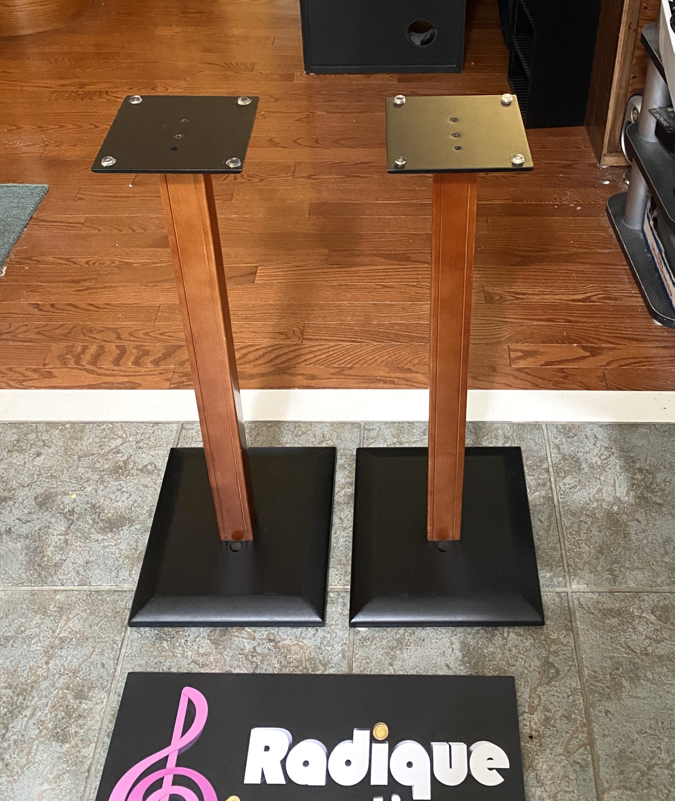 Sanus 28" Natural Series Wood Pillar Speaker Stands NF30C - Radique Inc