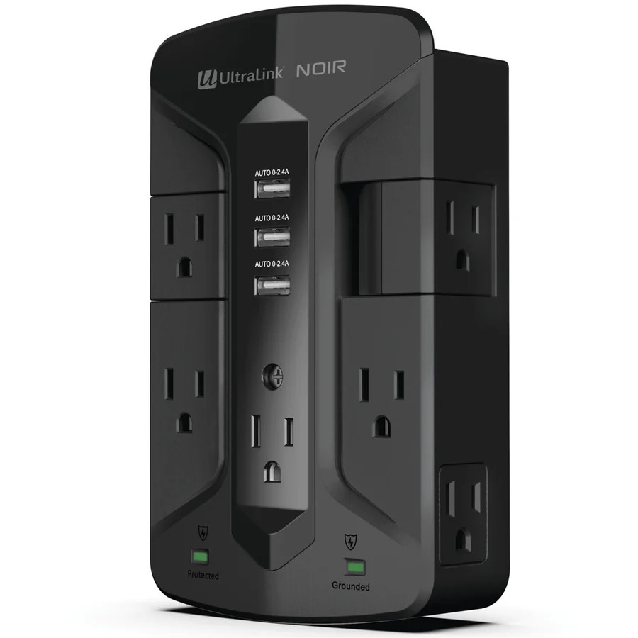 UltraPower Noir Premium 7 Outlet+3 USB Surge Suppressor ULN700XR ...